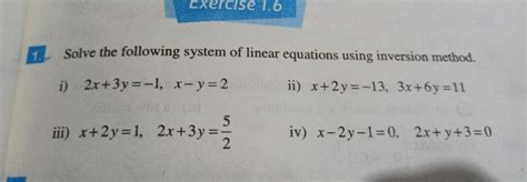Solved Exercise 16 1 Solve The Following System Of Linear Equations
