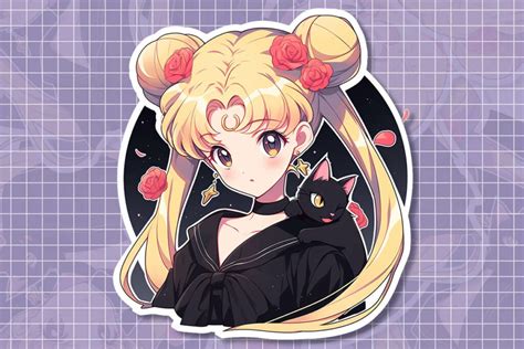 🌙 Free Sailor Moon With Luna Cat Sticker Png Download 🐱