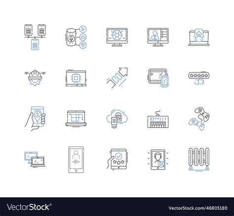 Digital Privacy Line Icons Collection Encryption Vector Image