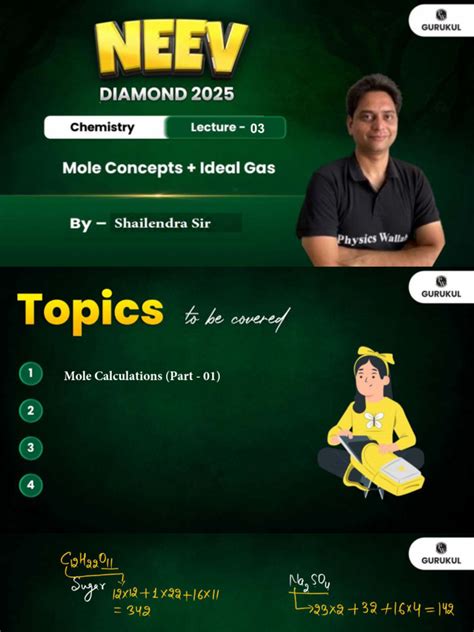 Mole Concepts Ideal Gas 03 Class Notes Neev Diamond 2025 Recorded