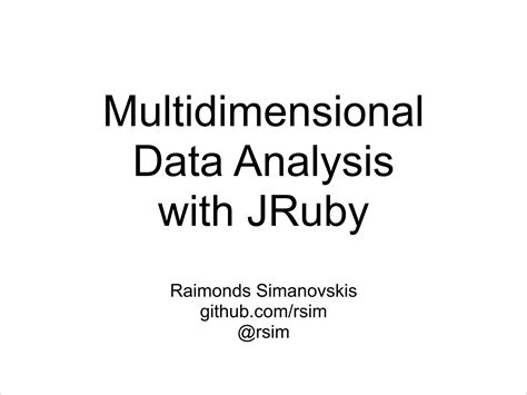 Multidimensional Data Analysis With Jruby Pdf