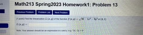 Solved 1 Point Find The Linearization L X Y Of The