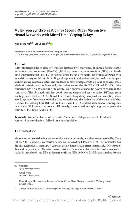 multi type synchronization for second order memristive neural networks