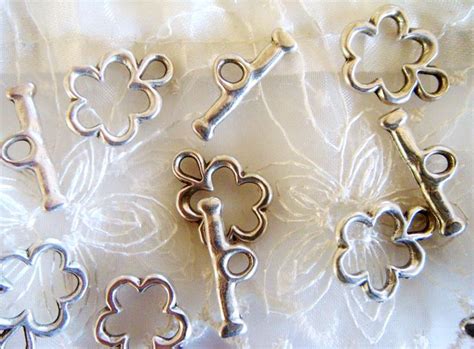 Silver Plated Toggle Clasp Flower Toggle Clasp T Clasp Bar Clasp Toggle Clasps 15mm 1 Set