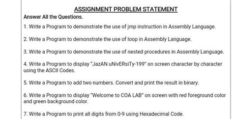 Solved Assignment Problem Statement Answer All The