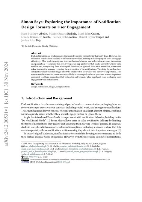 Pdf Simon Says Exploring The Importance Of Notification Design Formats On User Engagement