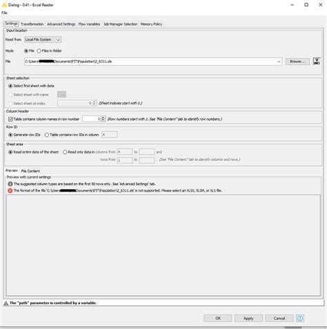 Issue About Excel Reader Node Knime Analytics Platform Knime