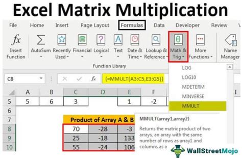 Excel Matrix Multiplication Top 2 Methods Functions And Examples