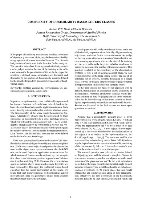 pdf complexity of dissimilarity based pattern classes