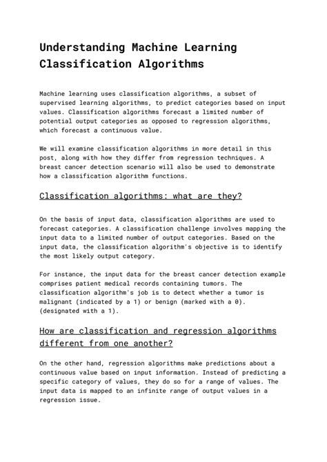 machine learning classification algorithms edubirdie