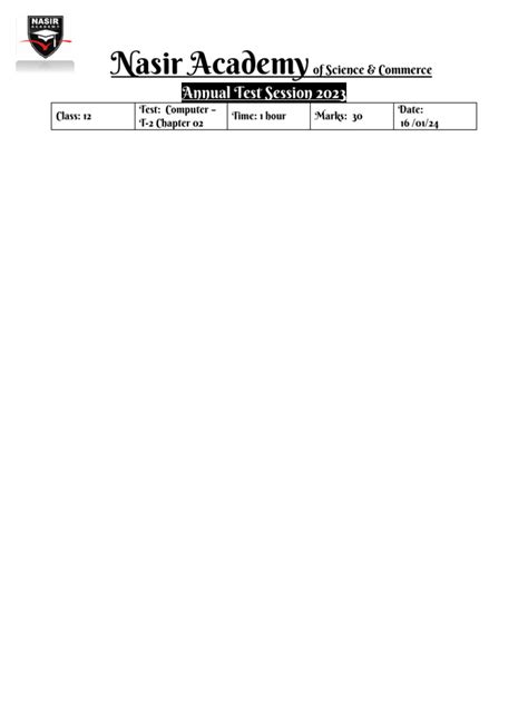 Computer Class 12 T 2 Pdf