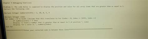 Solved Chapter 9 Debugging Exercises Problem 1 The Code