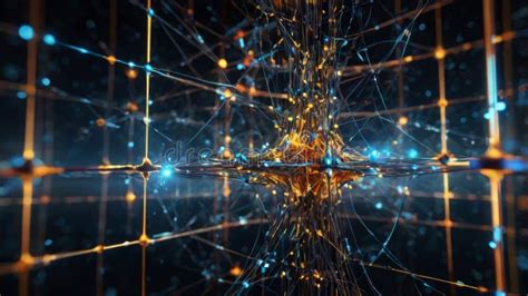 Visualization Of Neural Network Mesh With Glowing Nodes And Connections