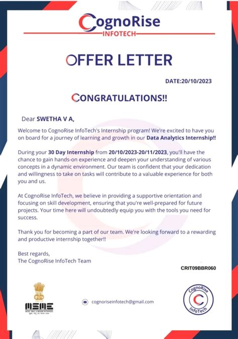 Dataanalytics Internship Cognorise Newbeginnings Swetha V A