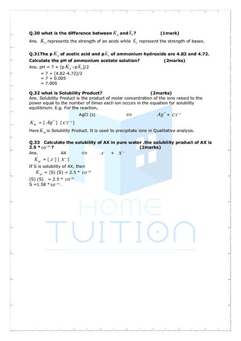 Important Questions For Class 11 Chemistry Chapter 7 Equilibrium