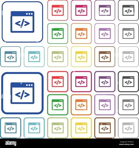 programming code color flat icons in rounded square frames thin and