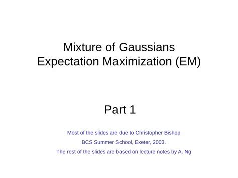 Pdf Mixture Of Gaussians Expectation Maximization Em Part 1 Dokumentips