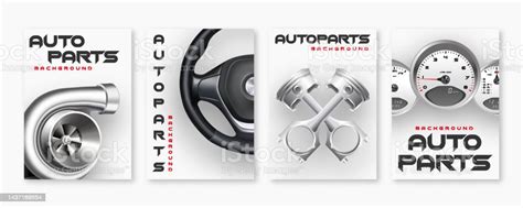 벡터 일러스트 레이 션 자동차 부품 배경 템플릿 세트 현실적인 3d 벡터에 대한 스톡 벡터 아트 및 기타 이미지 벡터 스티어링 휠 압축기 Istock