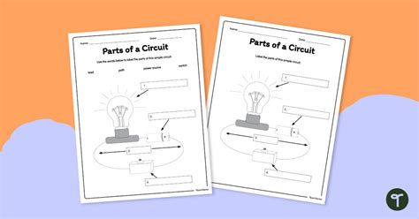 parts of a circuit worksheet teach starter