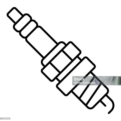 모터 엔진의 점화 플러그 얇은 선 아이콘 자동차 서비스 개념 벡터 그래픽입니다 점화 촛불 흰색 배경에 자동차 부품 기호 스타일 모바일 또는 디자인 검은색에 대한 스톡 벡터