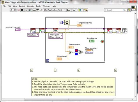 Trigger Temperature Alarm With Temperature Data From Daqmx Device Ni