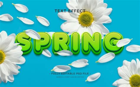 Premium Psd Spring Text Effect With Vegetation
