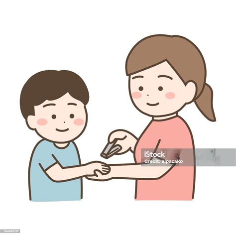 Ilustración De Mamá Cortando Las Uñas De Un Niño Y Más Vectores Libres