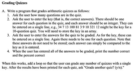 Solved A Write A Program That Grades Arithmetic Quizzes As