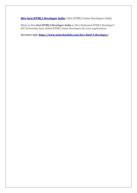 Ppt Hire Best Html5 Developer India Hire Html5 Game Developers