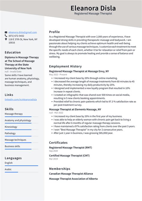 Massage Therapist Resume Example And Writing Guide Resumelawyer