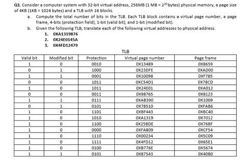 Solved Q1 Consider A Computer System With 32 Bit Virtual