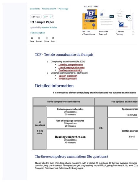 Tcf Sample Paper Pdf Test Assessment Communication