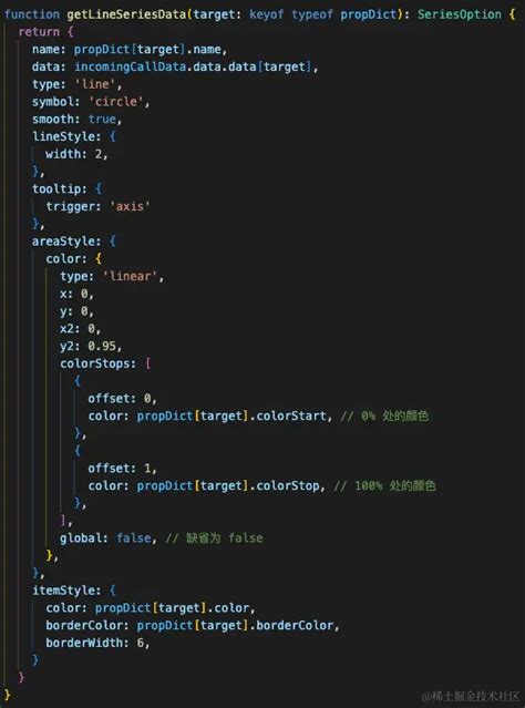 Echartsvue：实现折线图堆叠面积渐变色效果，且拐点标志的小圆点也为渐变色实现折线图中的每条线颜色不同，且堆叠面 掘金