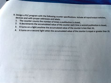 9 Design A Plc Program With The Following Counter Specifications