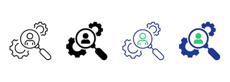 Hr 검색 사람 실루엣 및 라인 아이콘 직업 고용 인적 자원 픽토그램 재능 직원 아이콘 찾기 경력 고용 고용 모집 기관 편집 가능한 스트로크 격리된 벡터 일러스트 레이 션