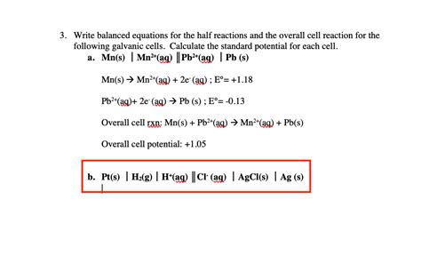 Solved Write Balanced Equations For The Half Reactions Chegg