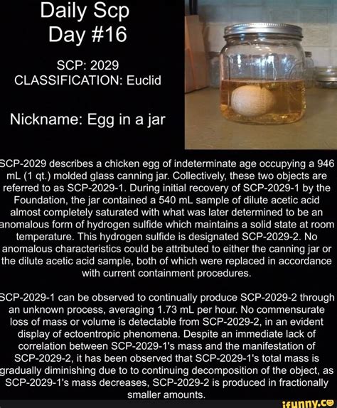 Daily Scp Day 16 Scp 2029 Classification Euclid Nickname Egg In A