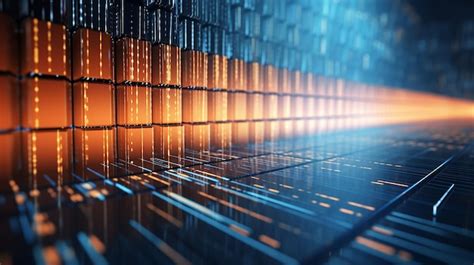 Abstract Blue Orange Digital Binary Code Matrix Background Premium Ai