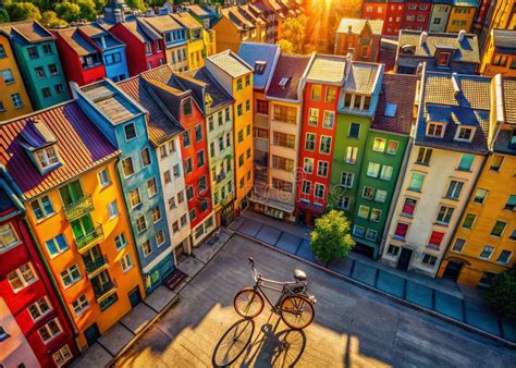 Stunning Aerial Perspective Of A Cycling City Urban Bikes Windows And Cityscapes Captured From