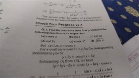 The Second Order Derivative Of A Trigonomementer Thanctone Is The Derivat