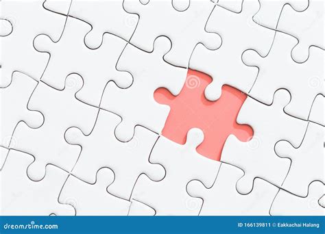 White Jigsaw Puzzle With Missing Piece Stock Image Image Of
