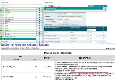 AMIC110 PRU MII Collision Pin In Full Duplex Mode Processors Forum Processors TI E2E