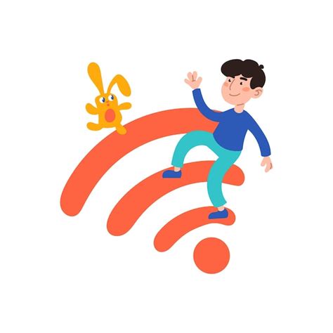 Premium Vector Boy Sits On A Wifi Sign Sign Device Status Bar