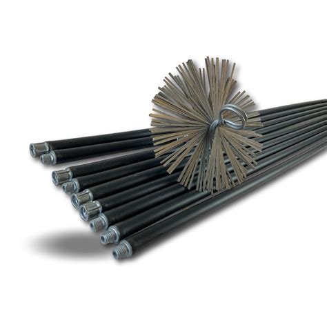 Комплект за почистване на комини 12 6m с 9 пръчки 1 4m и плоска стоманена четка D180 Peromex