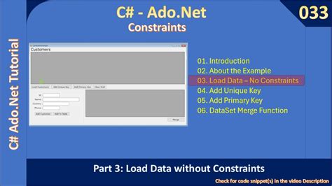 Adonet Constraints Part 3 Load Data Without Constraints Ado Net