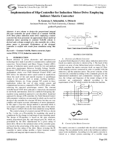 Pdf Implementation Of Slip Controller For Induction Motor Drive Employing Indirect Matrix