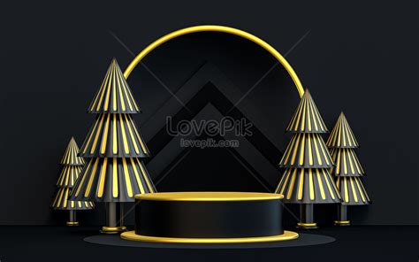 겨울 메리 크리스마스 럭셔리 어둡고 금색 연단 디스플레이 배경 사진 및 창의적인 일러스트 무료 다운로드 Lovepik