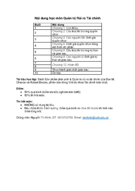 Nội Dung Học Môn Qtrrtc Vb2 Lt Nội Dung Học Môn Quản Trị Rủi Ro Tài Chính Buổi Nội Dung 1