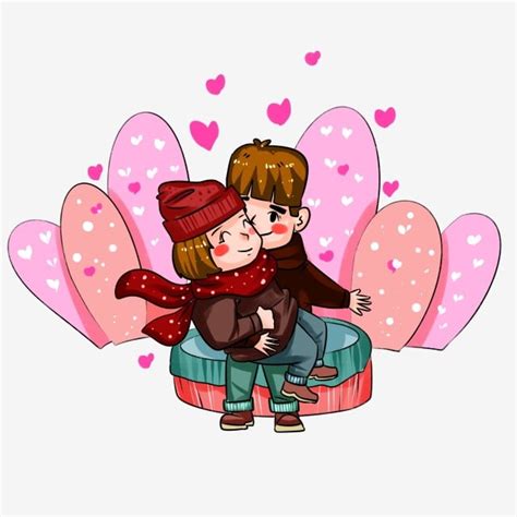 발렌타인 데이 꼬마 일러스트 커플 작은 손으로 그린 그림 앉아 그림 십대 Png 일러스트 및 Psd 이미지 무료 다운로드 Pngtree