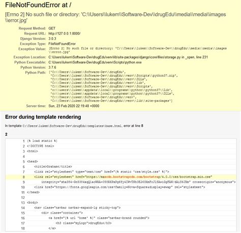 Python Django No Such File Or Directory Found Stack Overflow